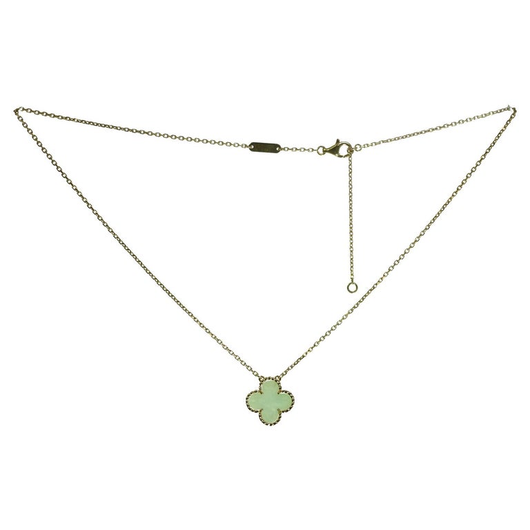 Van Cleef and Arpels Vintage Alhambra Green Jade Yellow Gold Pendant ...