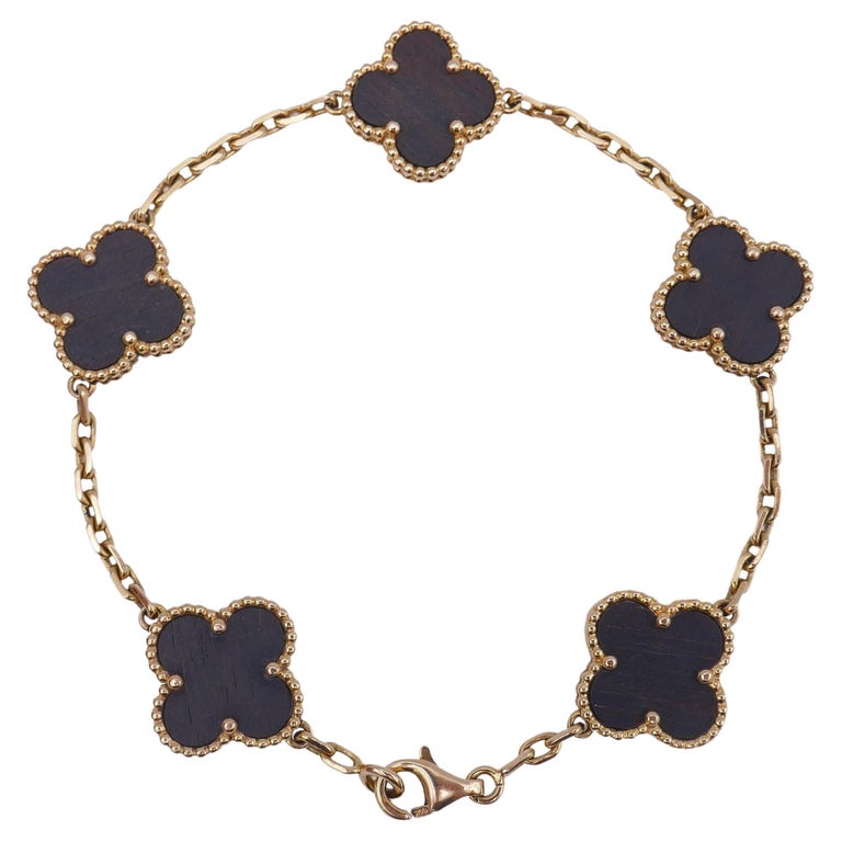 Van Cleef and Arpels Vintage Alhambra Letterwood Bracelet Five Motifs ...