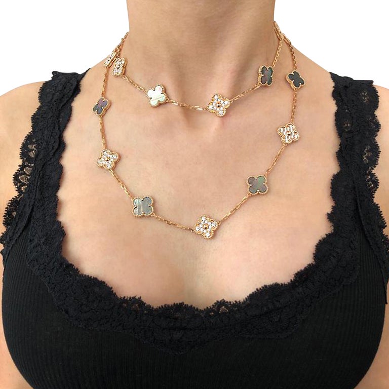 Van Cleef and Arpels Vintage Alhambra Long Necklace, 20 Motifs at ...