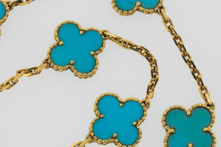 Van Cleef and Arpels Vintage Alhambra Ten Motif Turquoise Necklace at ...