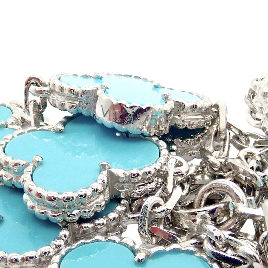 Van Cleef and Arpels, Vintage Alhambra Turquoise 10 Motif White Gold ...