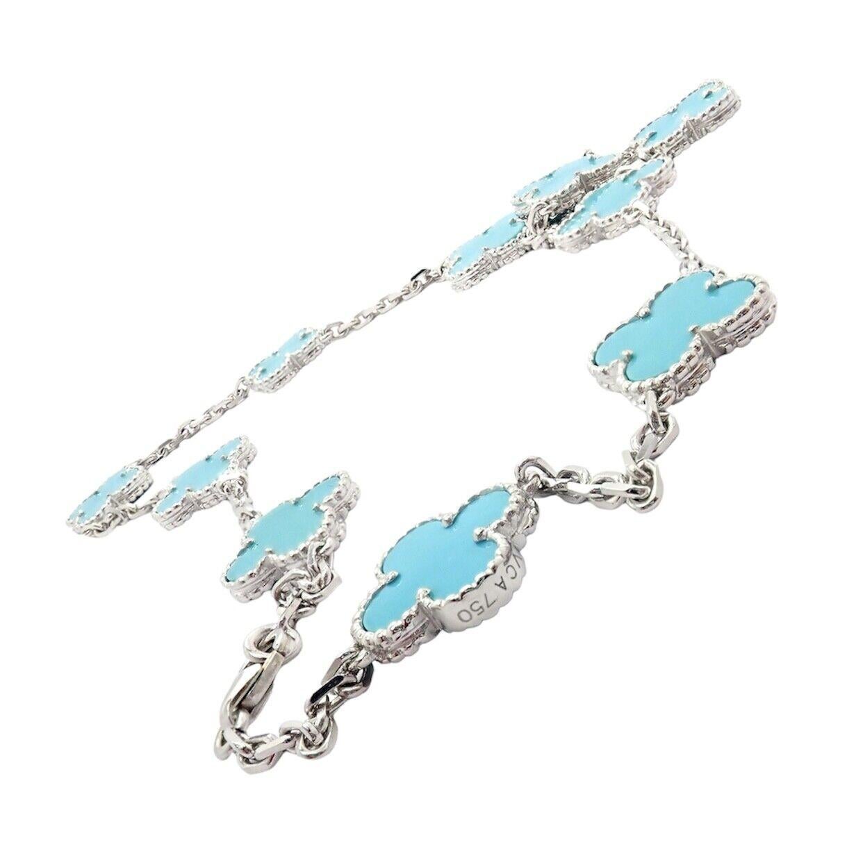 Van Cleef and Arpels, Vintage Alhambra Turquoise 10 Motif White Gold ...