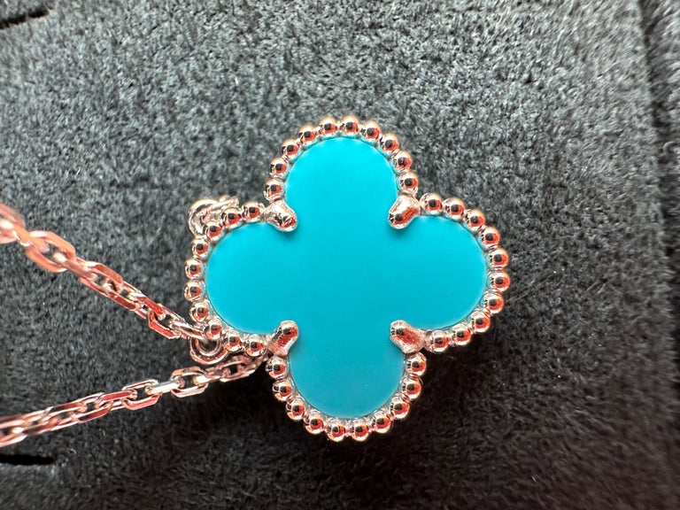 Van Cleef and Arpels Vintage Alhambra Turquoise Pendant Necklace, White ...