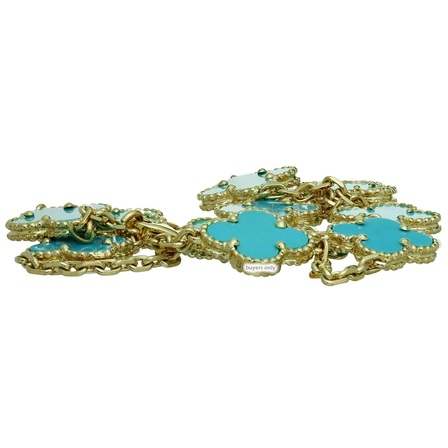 VAN CLEEF and ARPELS Vintage Alhambra Turquoise Yellow Gold 10 Motif ...