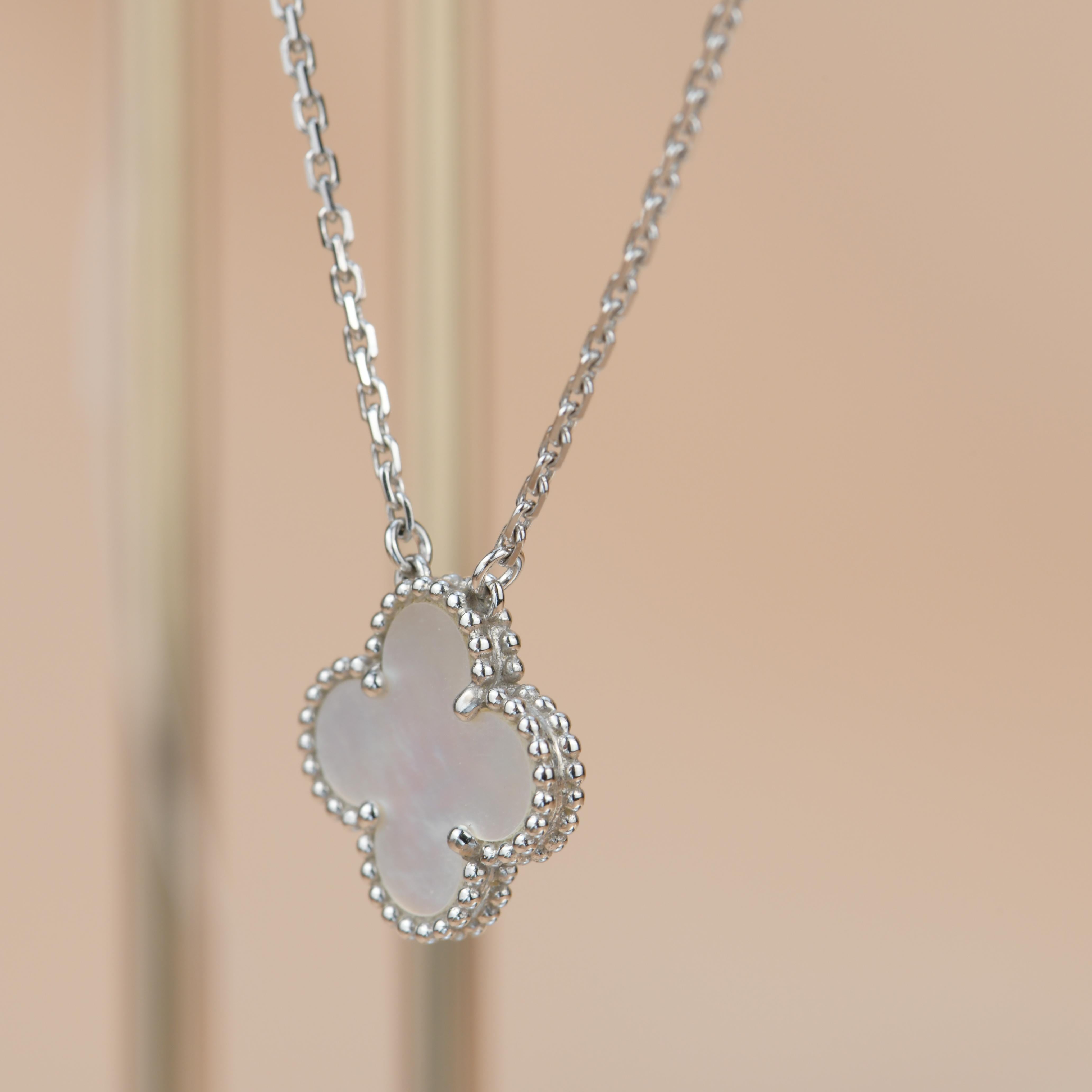 Van Cleef and Arpels Vintage Alhambra White Gold Mother of Pearl ...