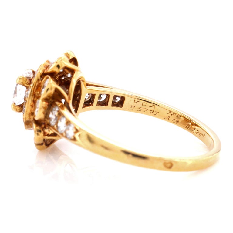 Van Cleef and Arpels Vintage Oval Fleurette Ring 18k Yellow Gold with ...