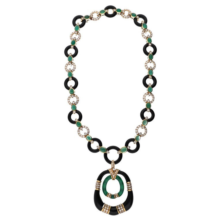 Van Cleef and Arpels Collier vintage Palm Beach Glamor en onyx ...