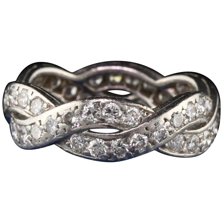 Van Cleef and Arpels Vintage Platinum Diamond Eternity Wedding Band For ...