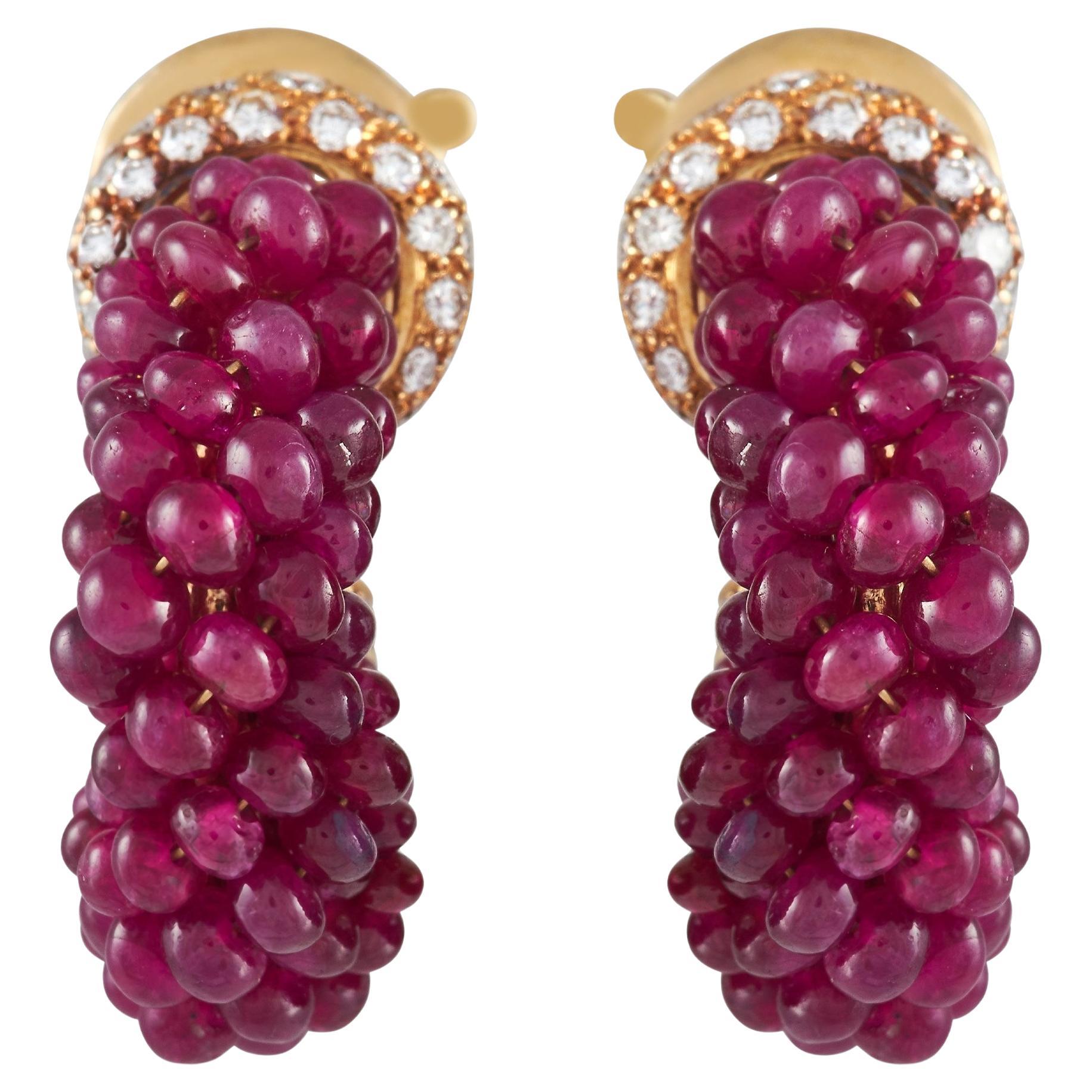 Cartier Ruby Yellow Gold Earrings at 1stDibs