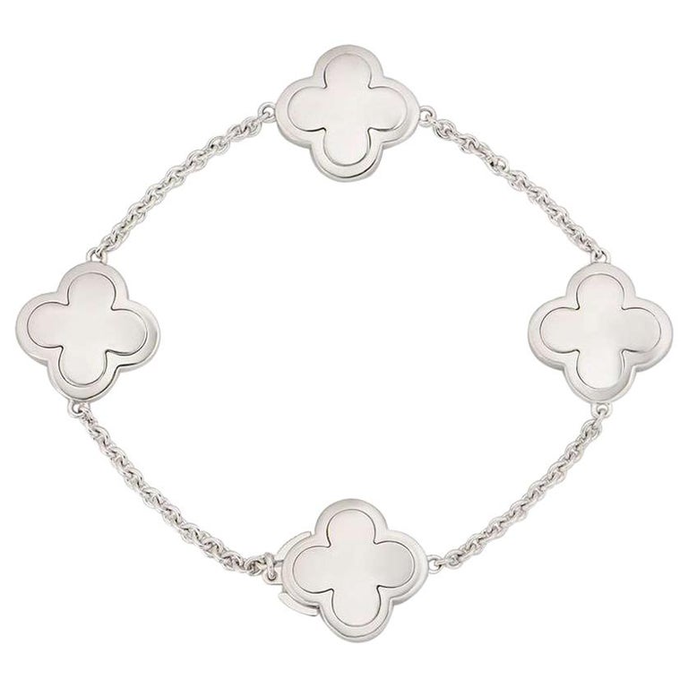 Van Cleef and Arpels White Gold Alhambra Bracelet at 1stDibs