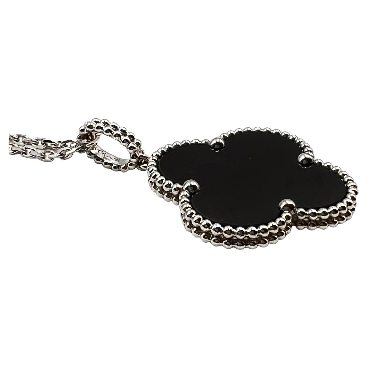 Van Cleef and Arpels White Gold Black Onyx Magic Alhambra Long Necklace ...