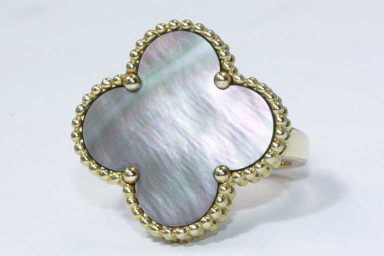 Van Cleef and Arpels Yellow Gold Magic Alhambra Ring, Mother of Pearl ...
