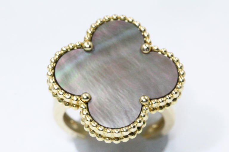 Van Cleef and Arpels Yellow Gold Magic Alhambra Ring, Mother of Pearl ...