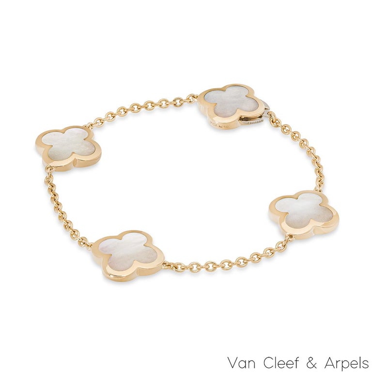 Van Cleef and Arpels Gelbgold Perlmutt reines Alhambra-Armband ...