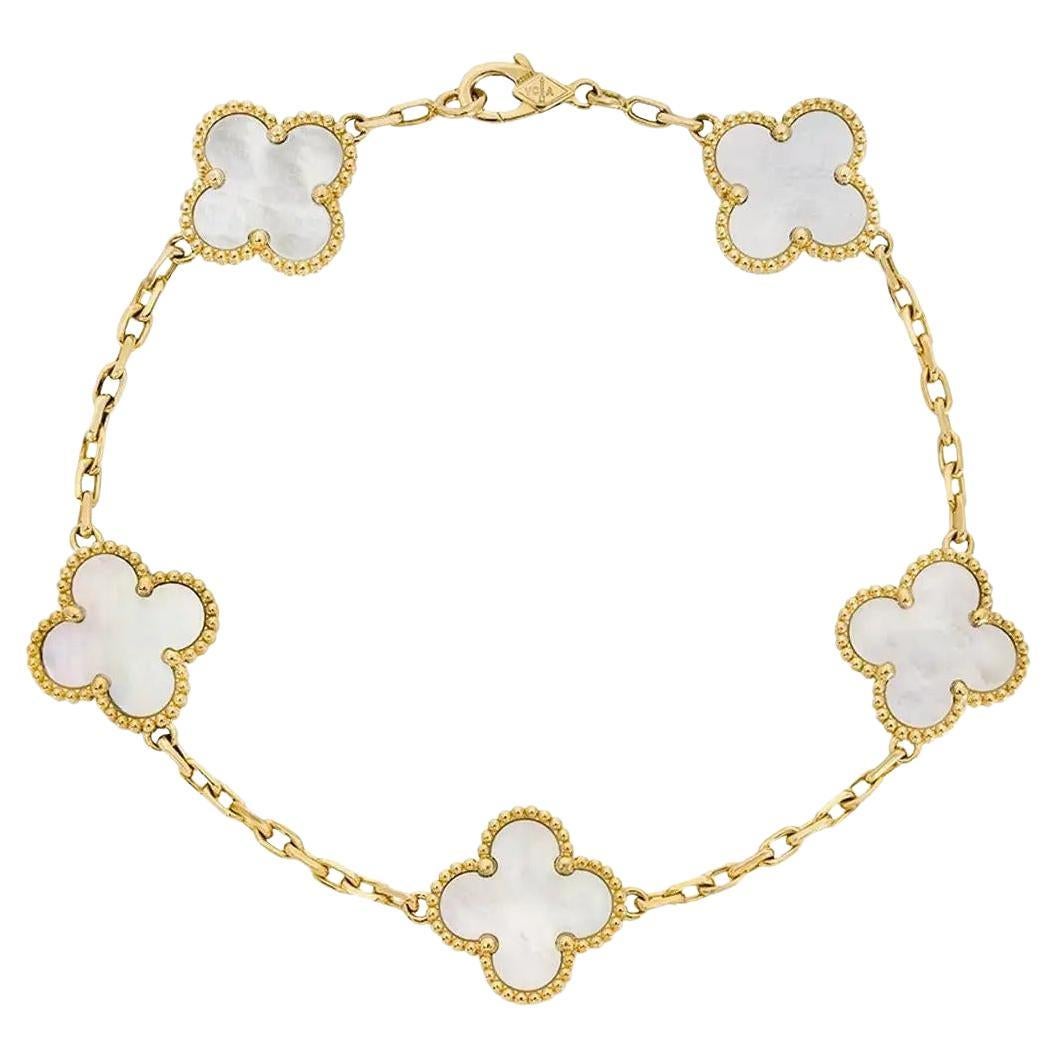 Van Cleef and Arpels Yellow Gold Mother of Pearl Vintage Alhambra 5 ...