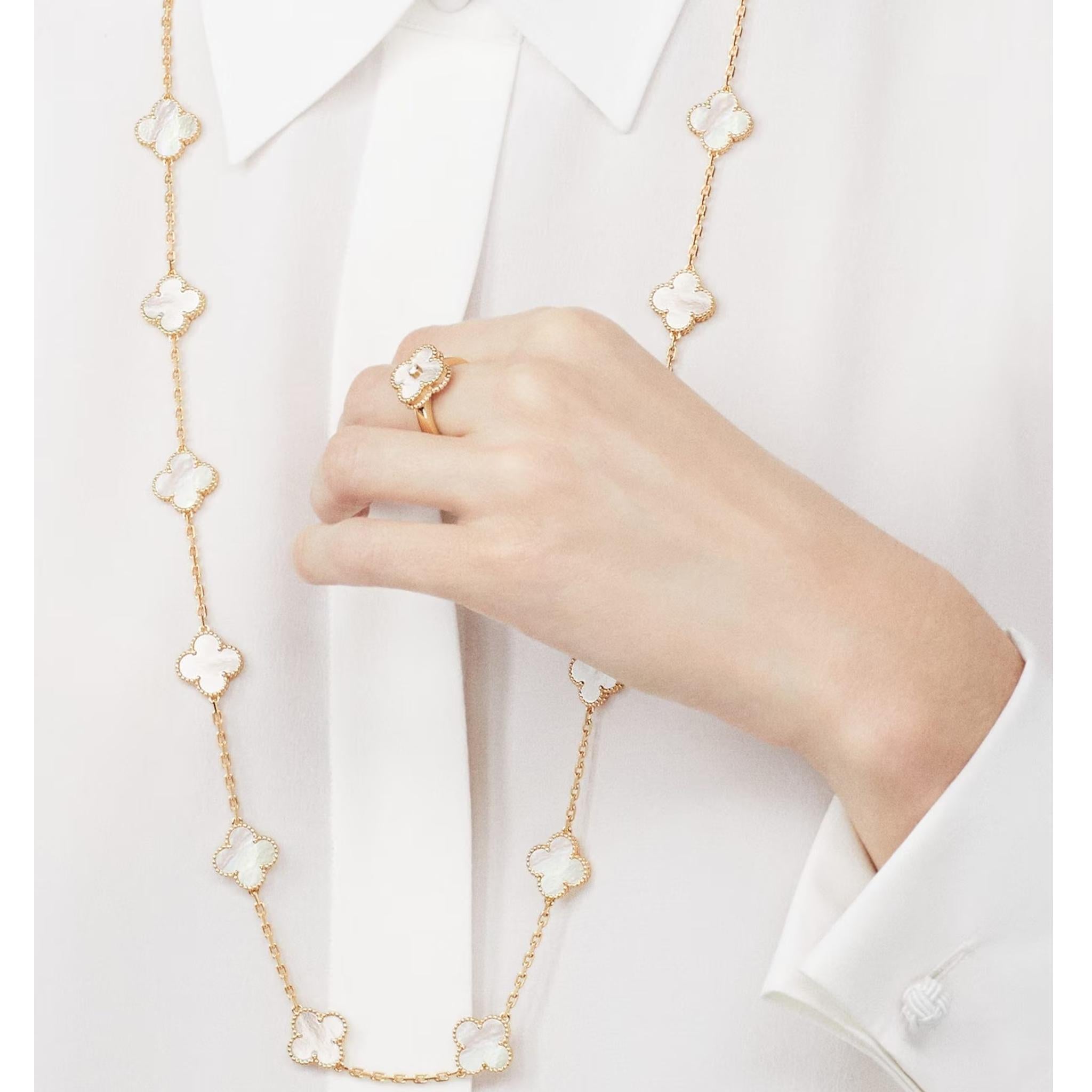 Van Cleef and Arples 20 Motif Vintage Alhambra 18K Gold and Mother Of ...