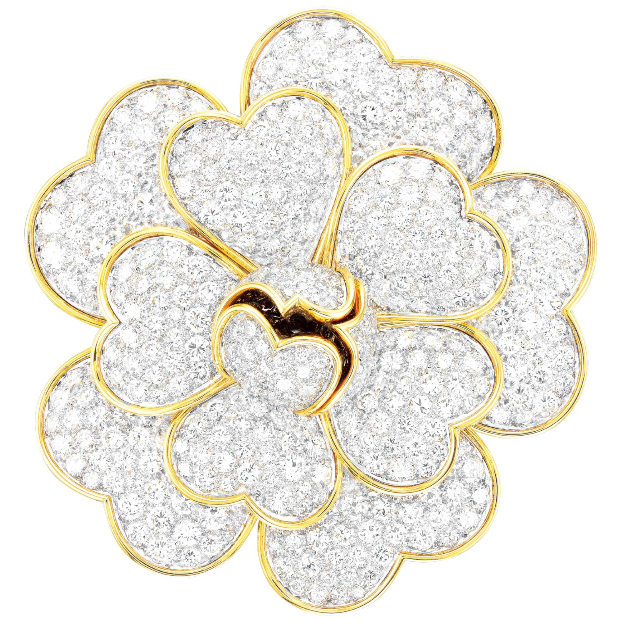 Van Cleef and Arples a Diamond Flower Brooch For Sale at 1stDibs ...