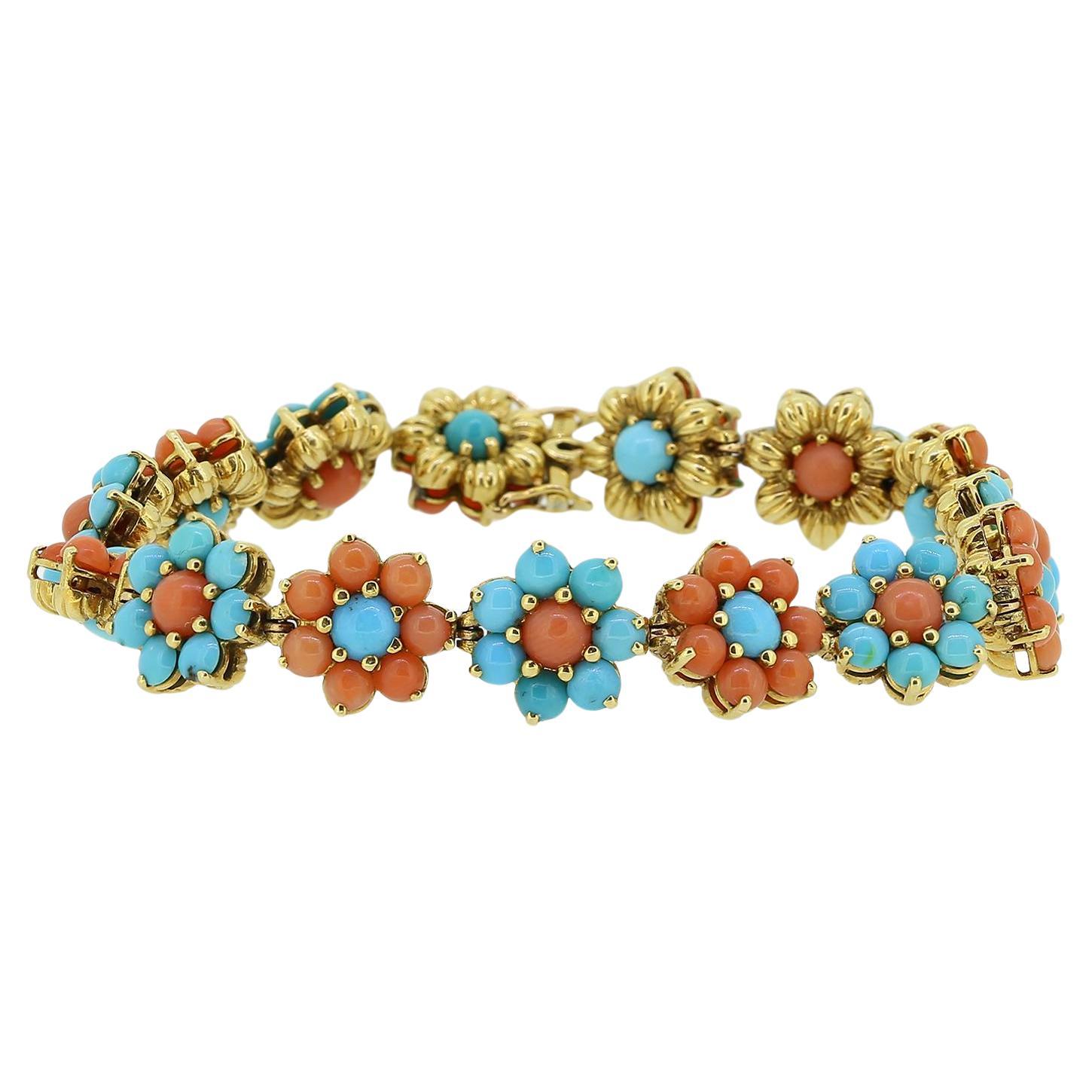 SEAMAN SCHEPPS Shell, Turquoise, and Coral Bracelet For Sale at 1stDibs