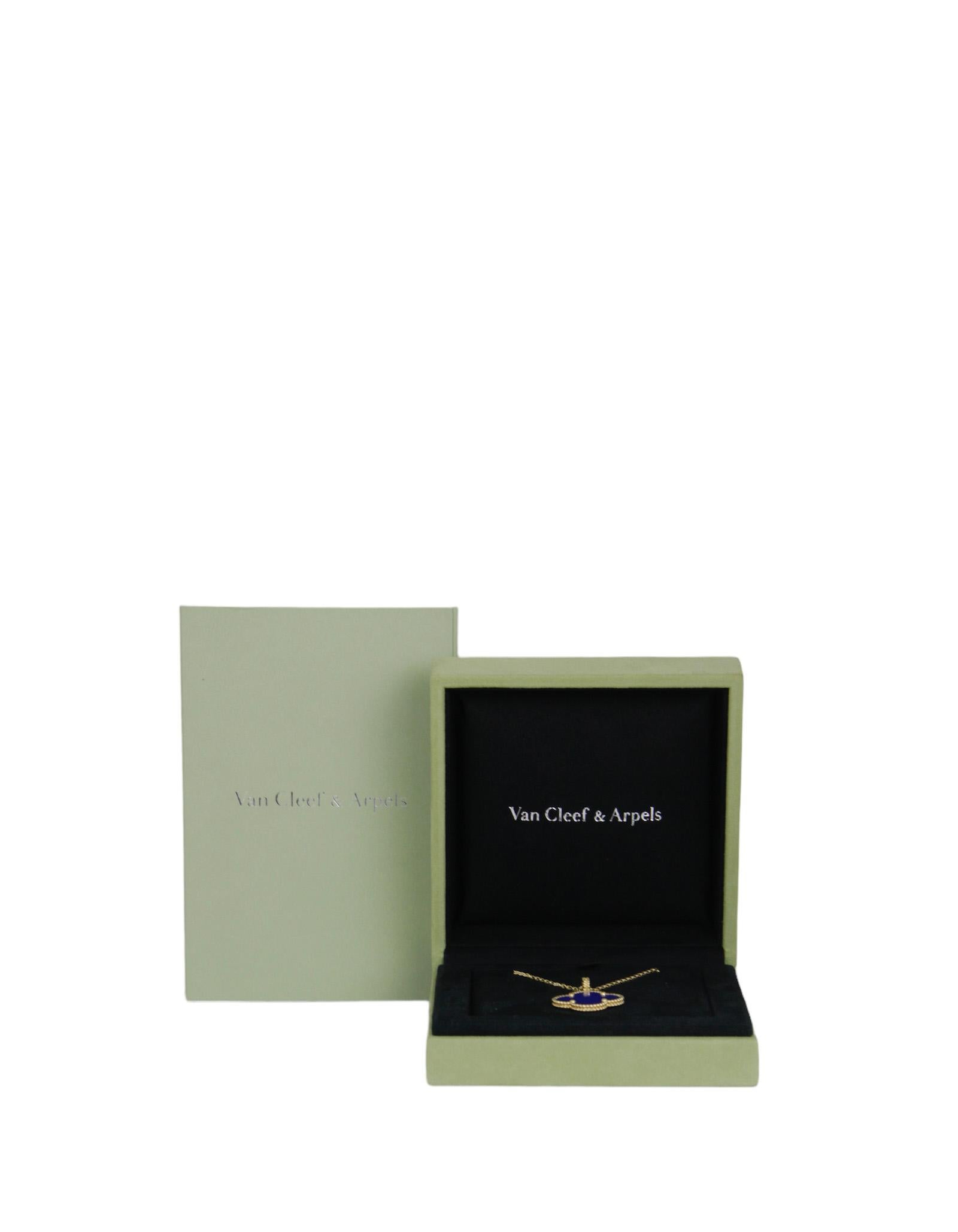 Van Cleef Blue Agate/18k Yellow Gold Magic Alhambra Long Pendant Necklace For Sale at 1stDibs