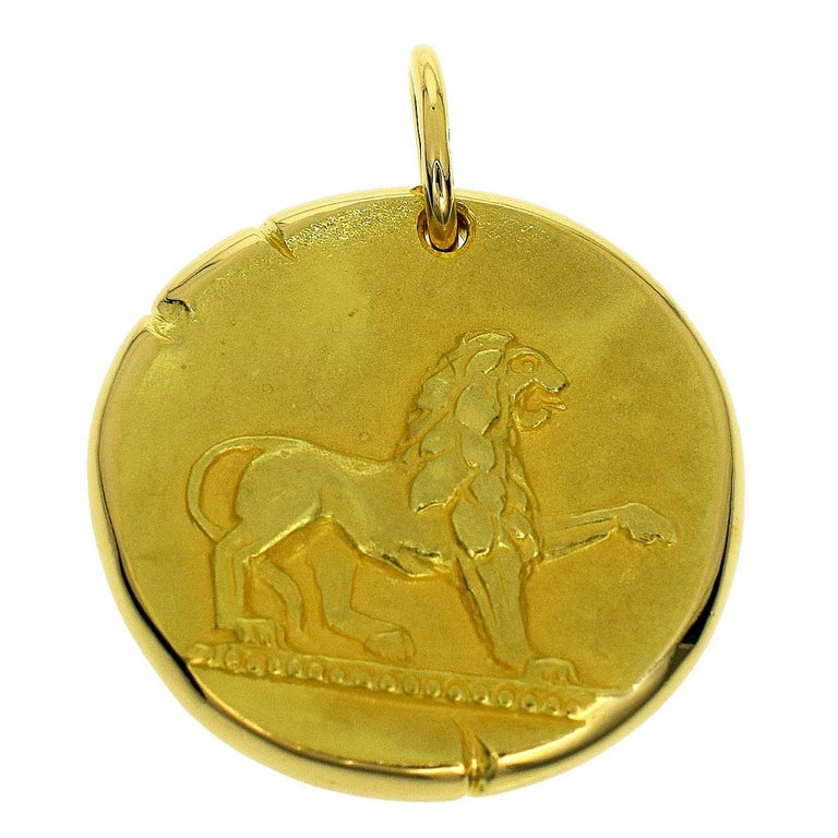 Van Cleef and Arpels 18 Karat Yellow Gold Leo Zodiac Pendant Top at 1stDibs | van cleef and ...