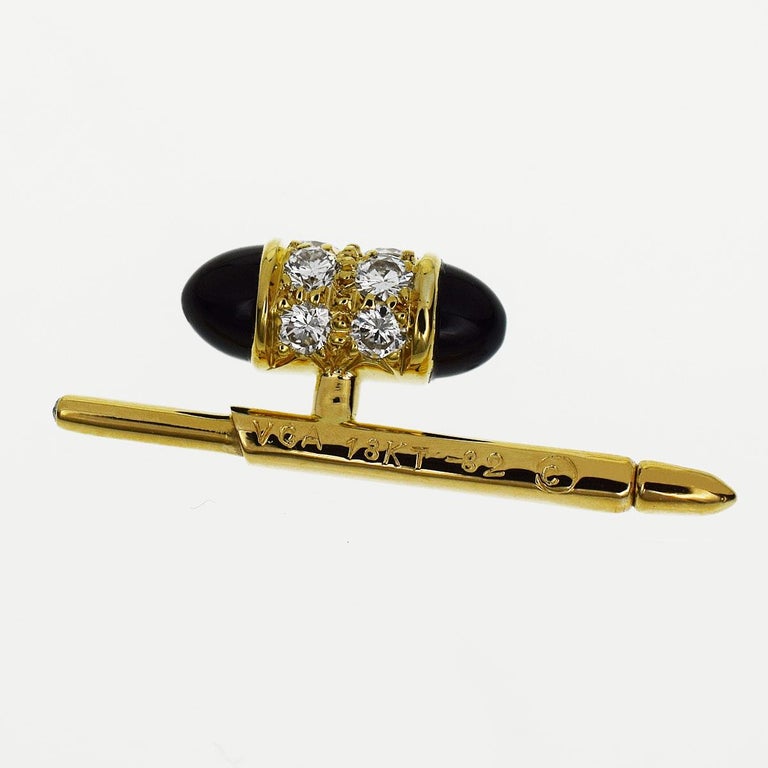 Van Cleef and Arpels Diamond Onyx 18 Karat Yellow Gold Stud Buttons For ...