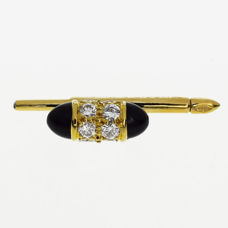 Van Cleef and Arpels Diamond Onyx 18 Karat Yellow Gold Stud Buttons For ...