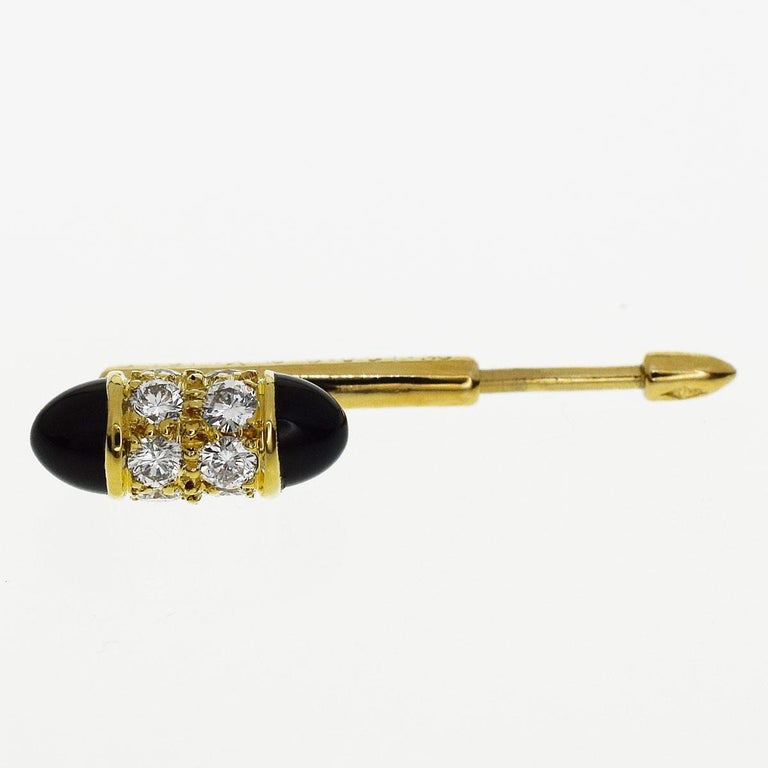 Van Cleef and Arpels Diamond Onyx 18 Karat Yellow Gold Stud Buttons For ...