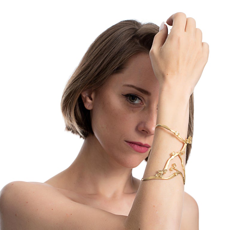 Van Gogh Almond Bracelet 'Rutilated Quartz, 18k Gold' For Sale at 1stDibs