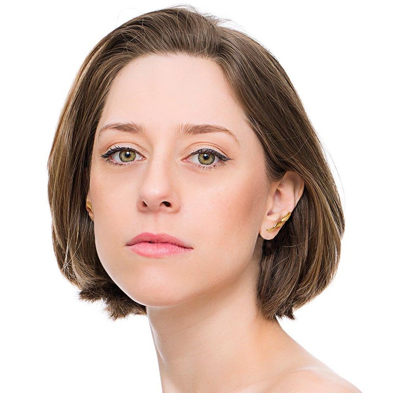 Van Gogh Almond Ear Climber Gold Earrings '18k Gold' For Sale at 1stDibs