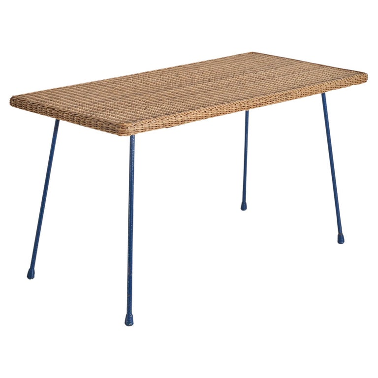Van Keppel Green, Coffee or Side Table, Iron, Wicker, USA, 1950s For ...