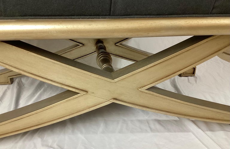 Vanguard Lytton Ottoman with Gray Flannel Tufted Seat and Metallic Gold ...