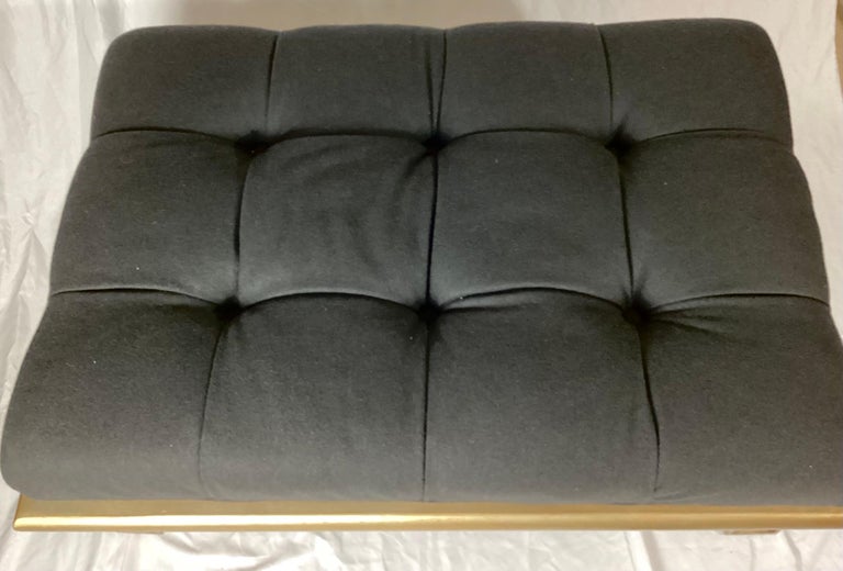 Vanguard Lytton Ottoman with Gray Flannel Tufted Seat and Metallic Gold ...