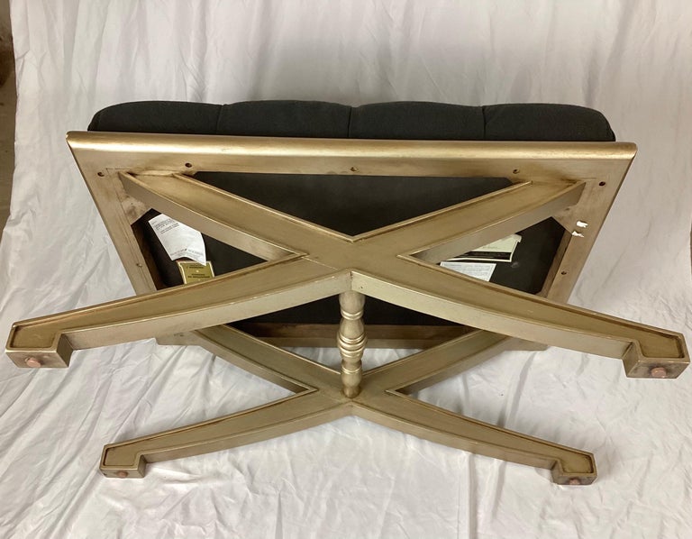 Vanguard Lytton Ottoman with Gray Flannel Tufted Seat and Metallic Gold ...