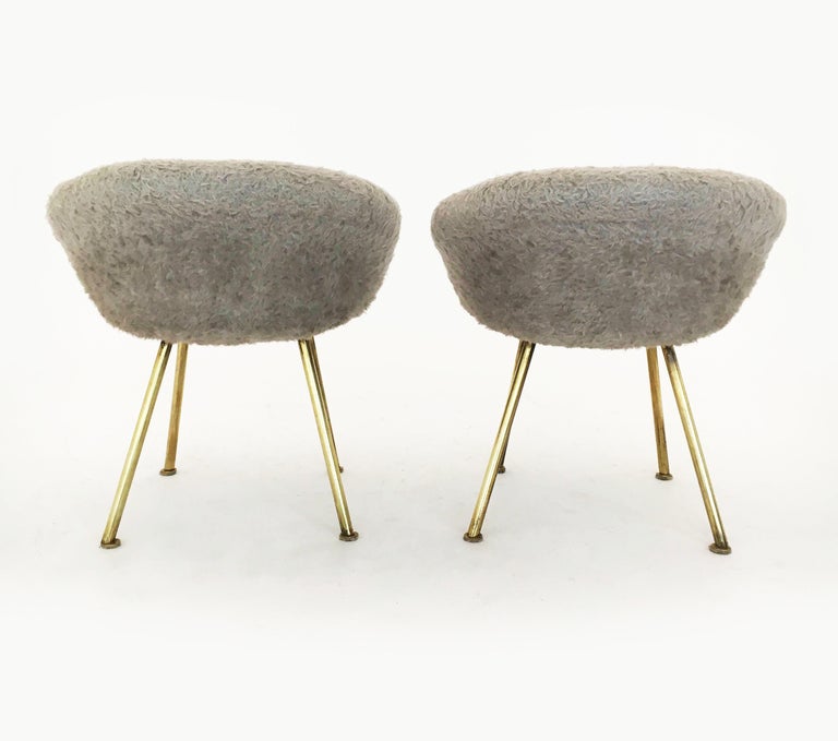 Vanity Fur Stools Pair, France, 1950s at 1stDibs