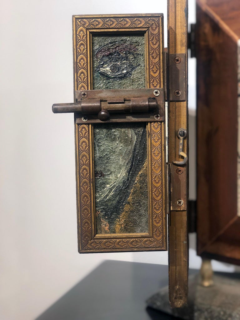 Vanity Mirror Art Object with Paintings and Collages For Sale at ...