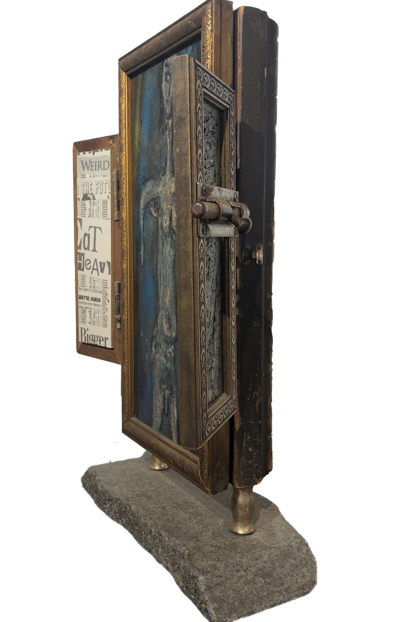 Vanity Mirror Art Object with Paintings and Collages For Sale at ...