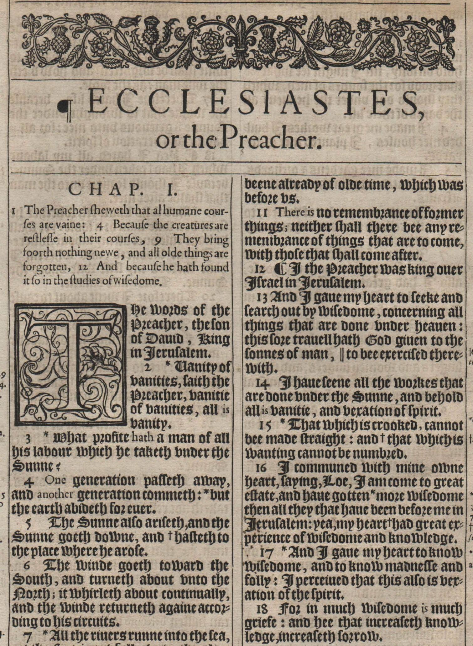 "Vanity of Vanities", 1611 King James Bible, Ecclesiastes 1 For Sale at ...