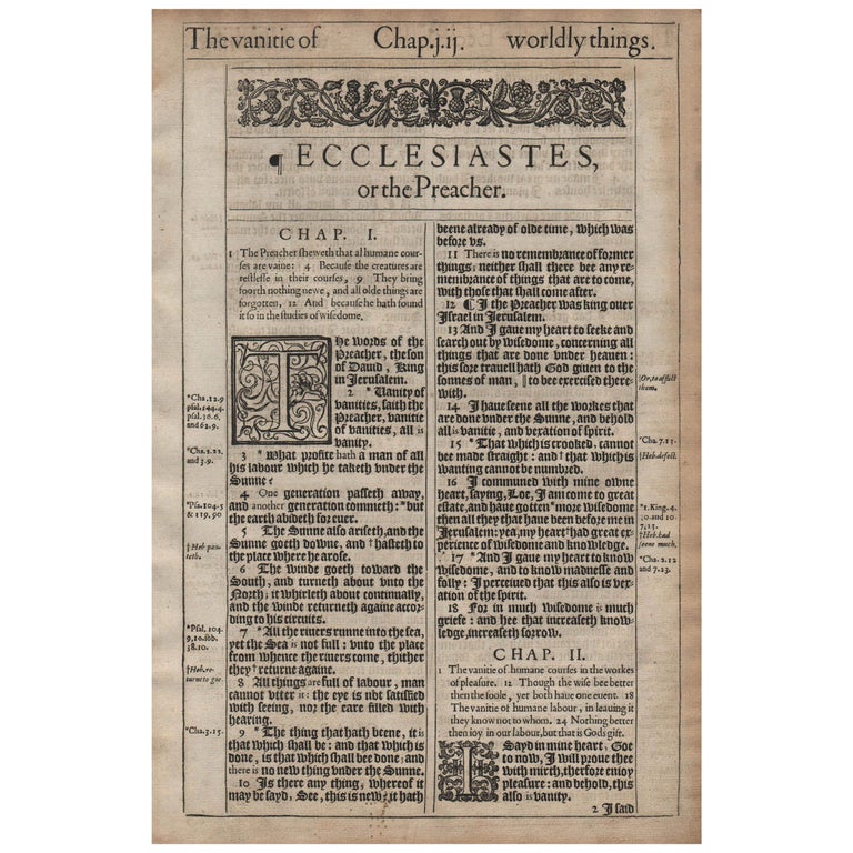 "Vanity of Vanities", 1611 King James Bible, Ecclesiastes 1 For Sale at ...
