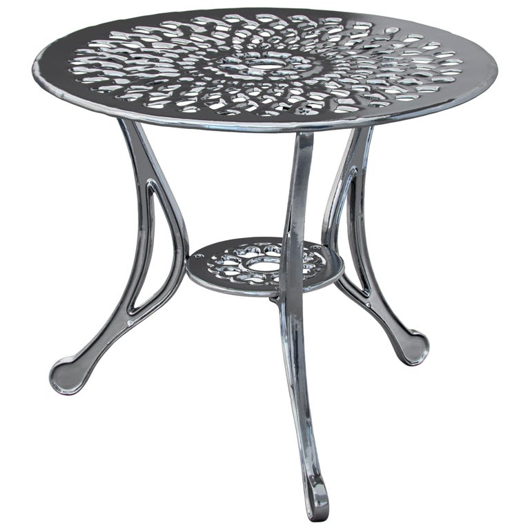 Varado, Outdoor Aluminum Side Table with Chrome Finish, Made in Italy ...