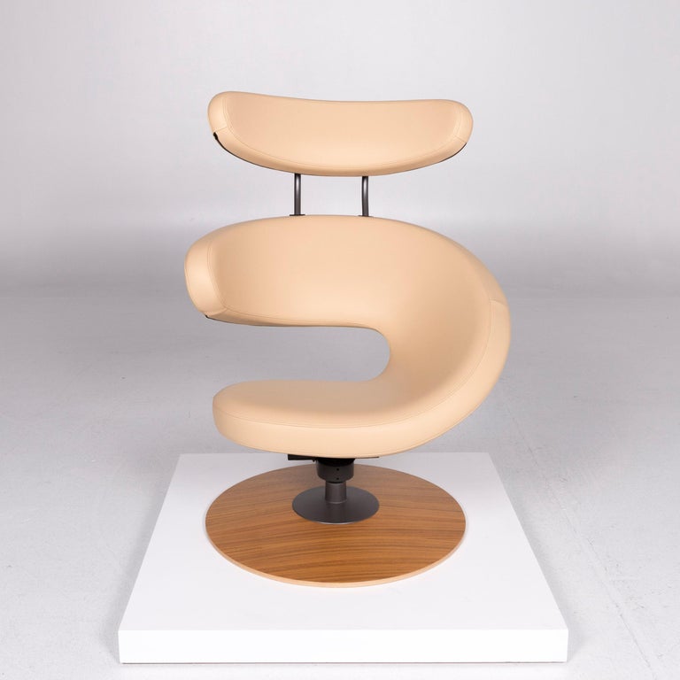 Varier Peel Designer Leather Armchair by Olav Eldøy Cream Incl. Stool ...