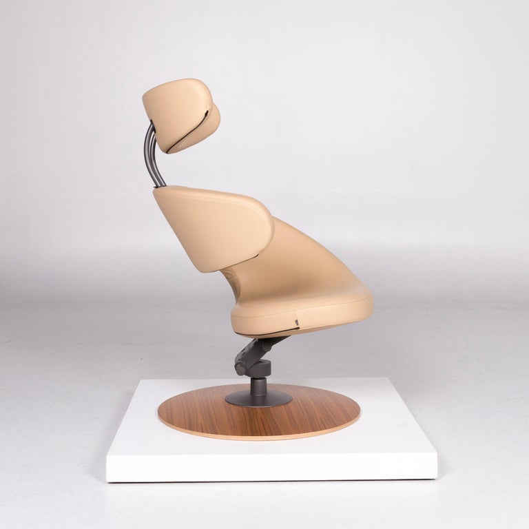 Varier Peel Designer Leather Armchair by Olav Eldøy Cream Incl. Stool ...