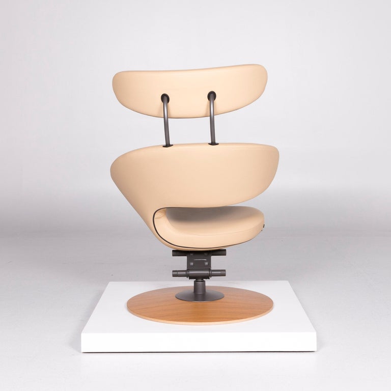 Varier Peel Designer Leather Armchair by Olav Eldøy Cream Incl. Stool ...