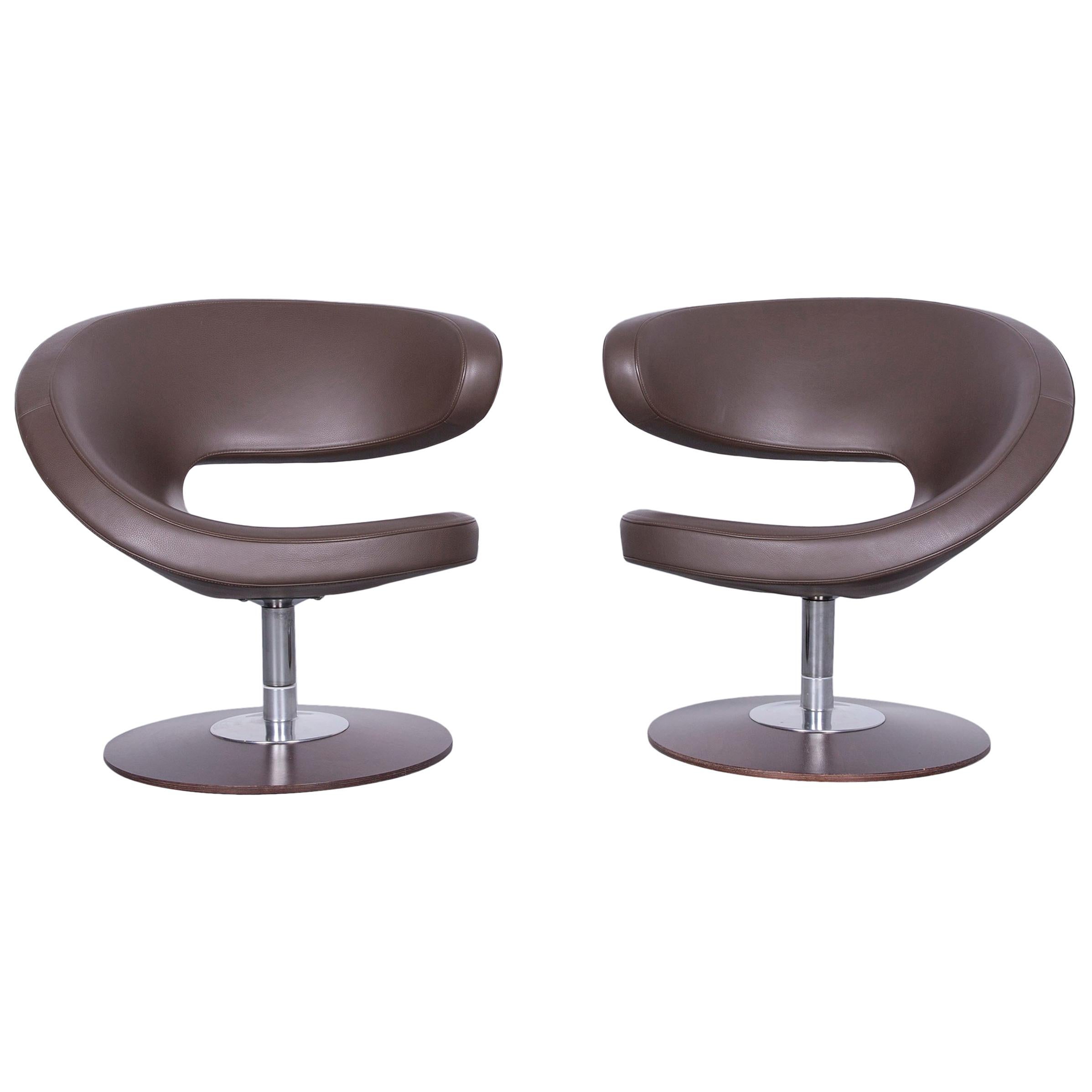 Varier Peel Designer Leather Club Chair Set Brown One-Seat Chairs at ...