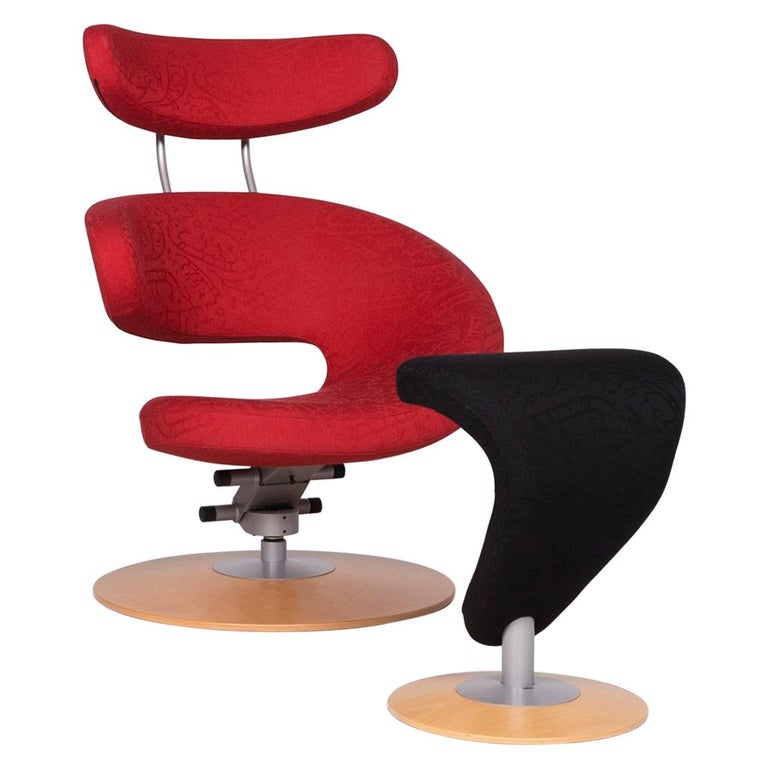 Varier Peel Fabric Armchair Set Red Incl. Stool Function Backrest ...