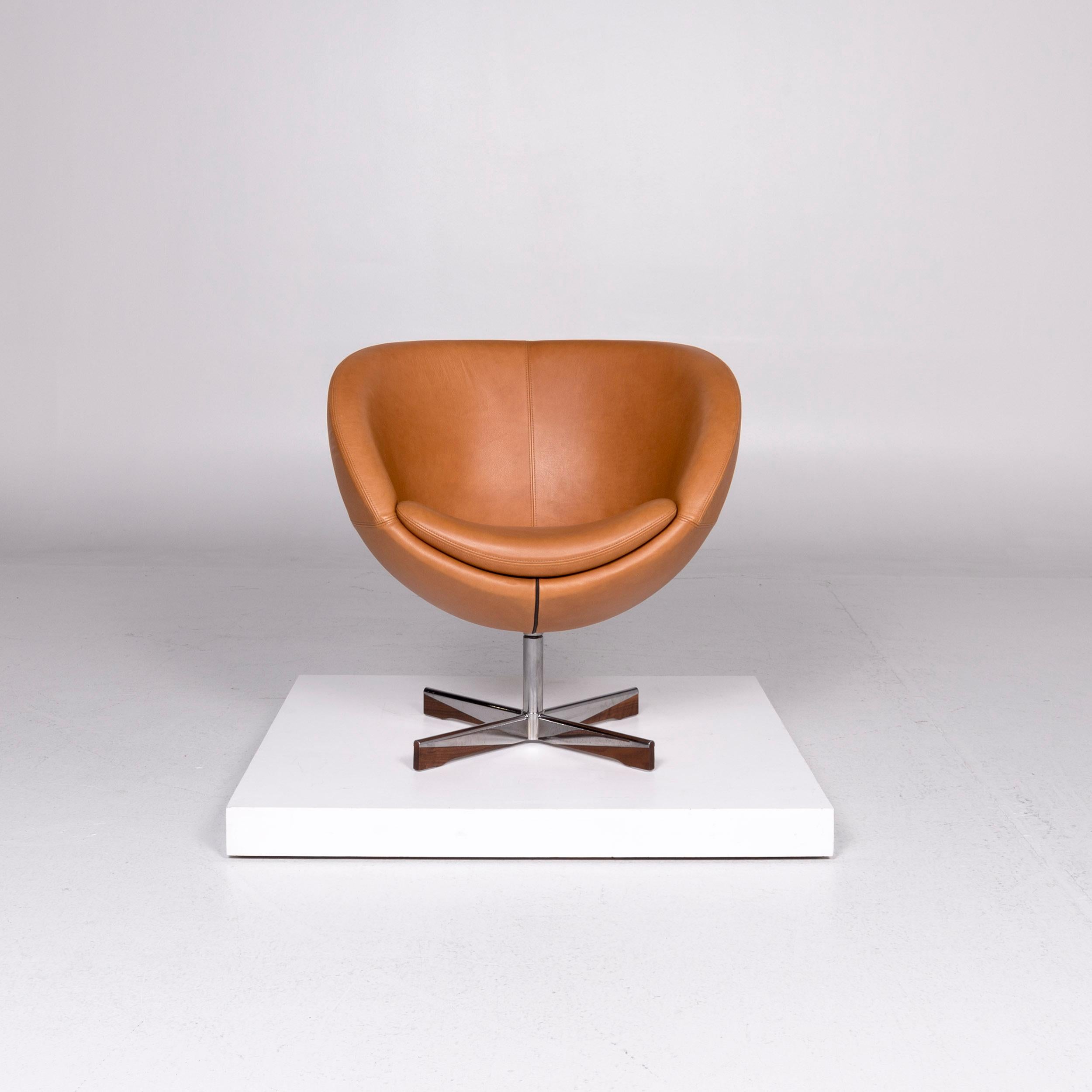 Varier Planet I Leather Armchair Cognac Brown Chair Swivel at 1stDibs ...
