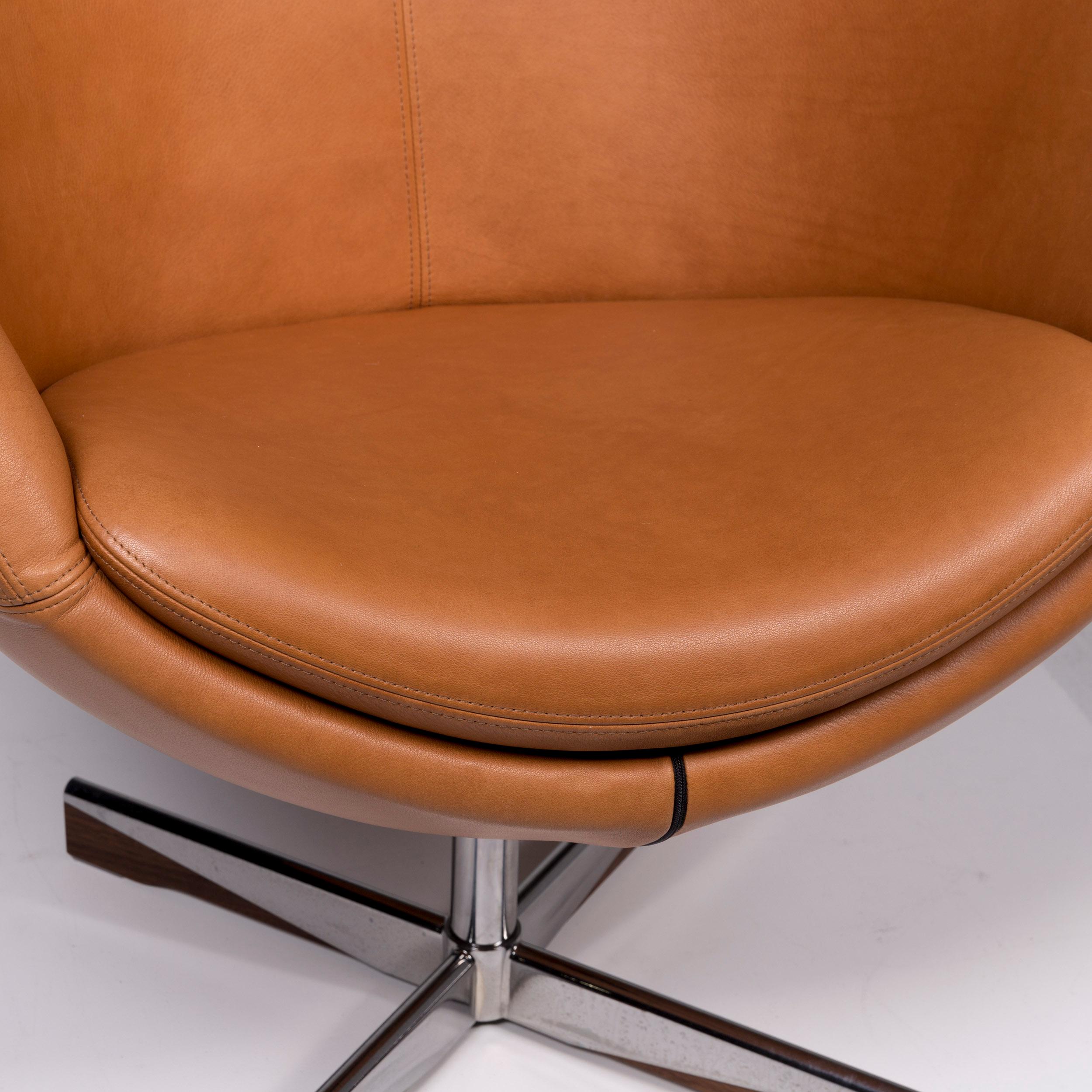 Varier Planet I Leather Armchair Cognac Brown Chair Swivel at 1stDibs ...