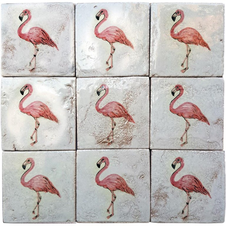 Variety of Flamingo Majolica Tiles, Handmade in Italy For Sale at 1stDibs