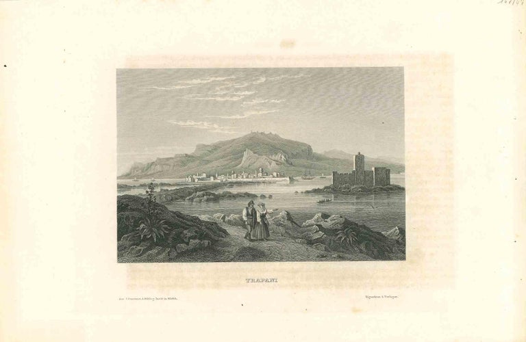 Unknown - Ancient View of Trapani - Original Lithograph - Mid 19th ...