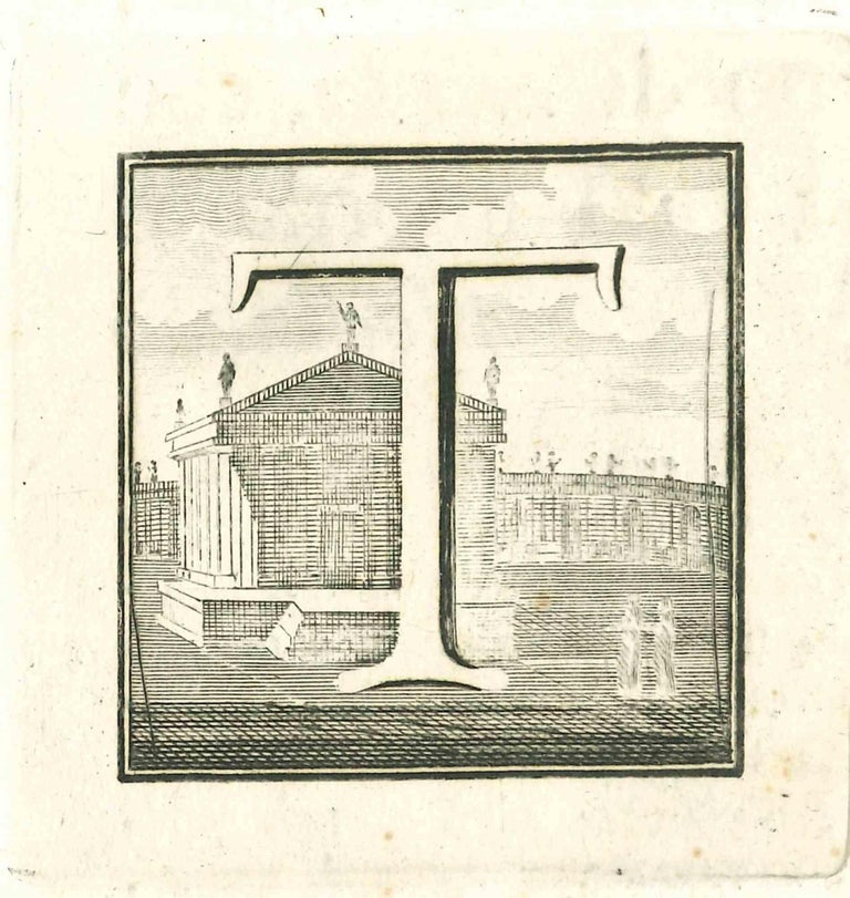 Unknown - Capital Letter T - Original Etching - 18th Century For Sale ...