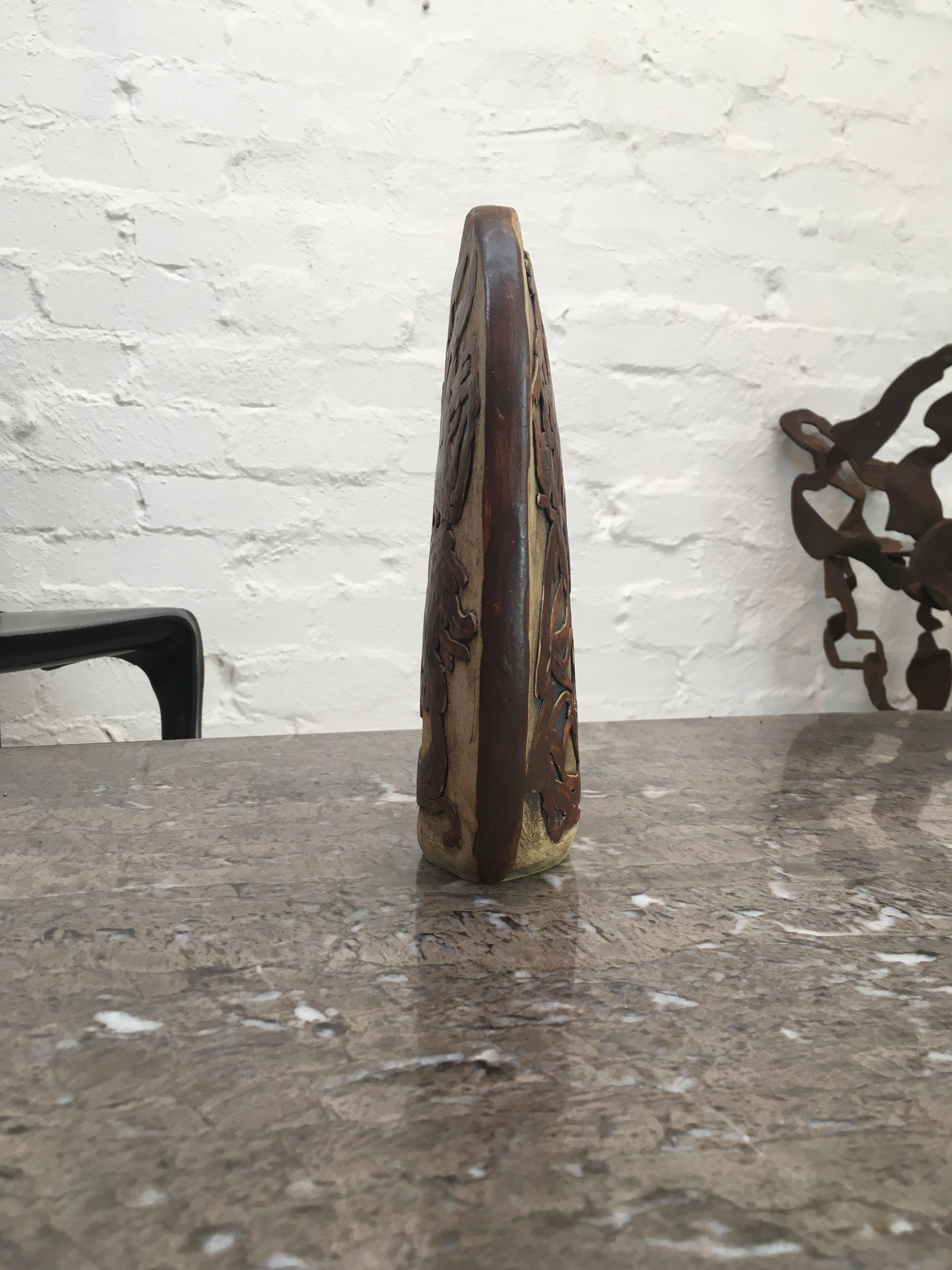 Vase Abstract Bass Relief Decoration After Bernard Rooke 1970s Bronze ...